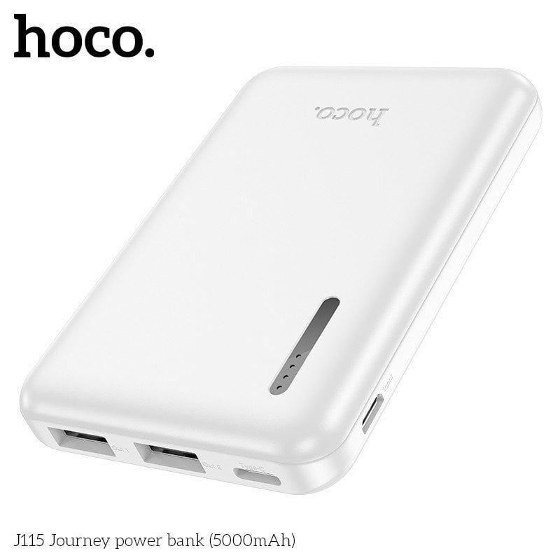 Hoco J115 Ultra Slim Mini Power Bank 5000mAh White